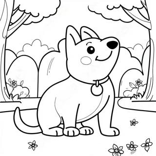 Happy Bsd Dog In The Park Coloring Page | Coloring-Pages.com