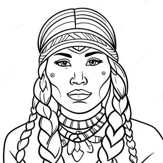 Native American Girl With Braids Coloring Page | Coloring-Pages.com