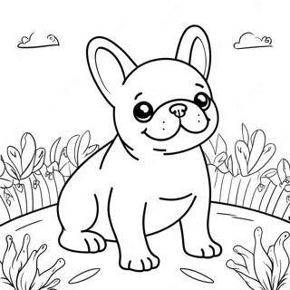 Adorable Frenchie In A Flower Field Coloring Page | Coloring-Pages.com